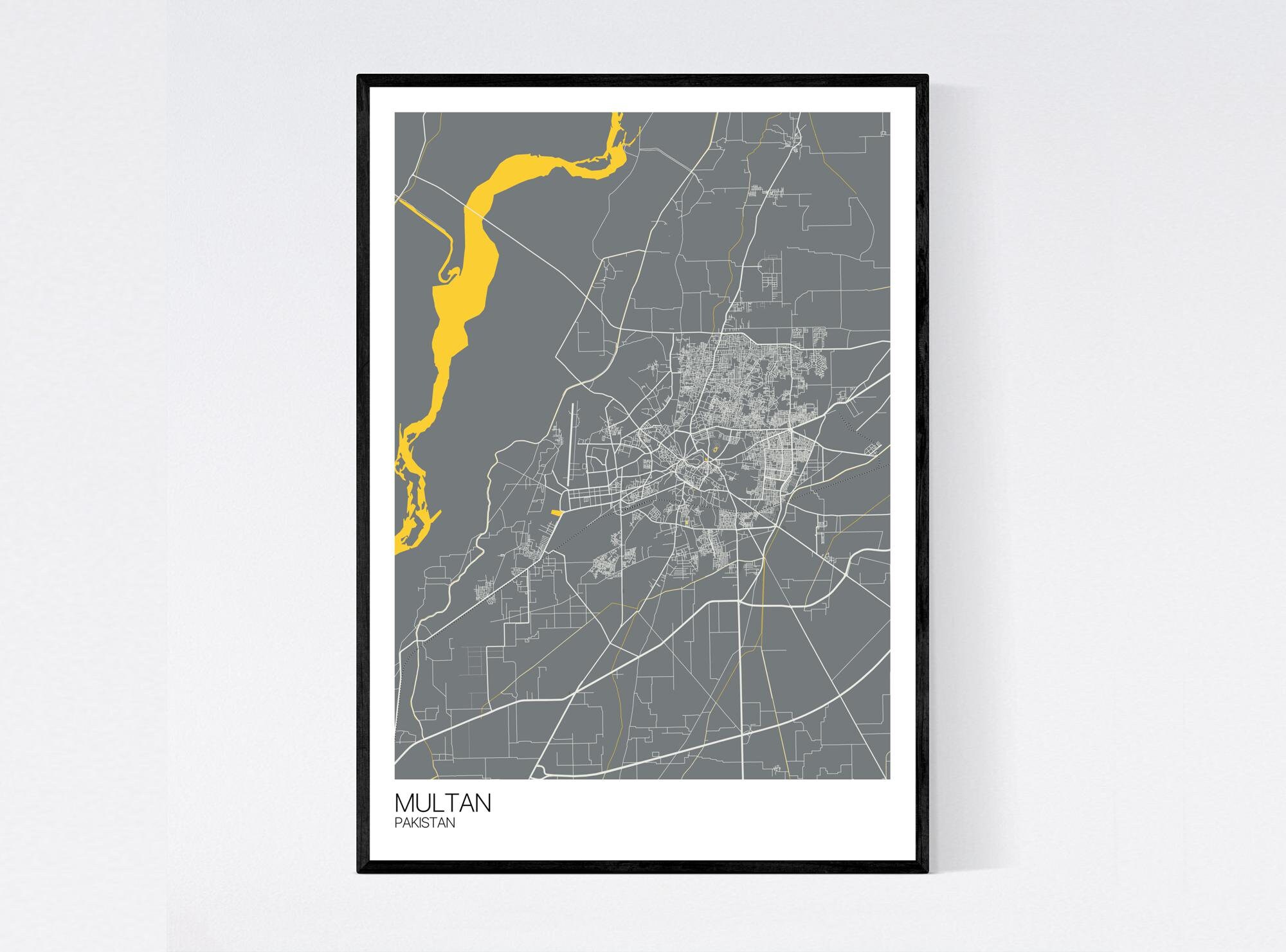 Multan Pakistan Map Art Print Many Styles Art Quality | Etsy