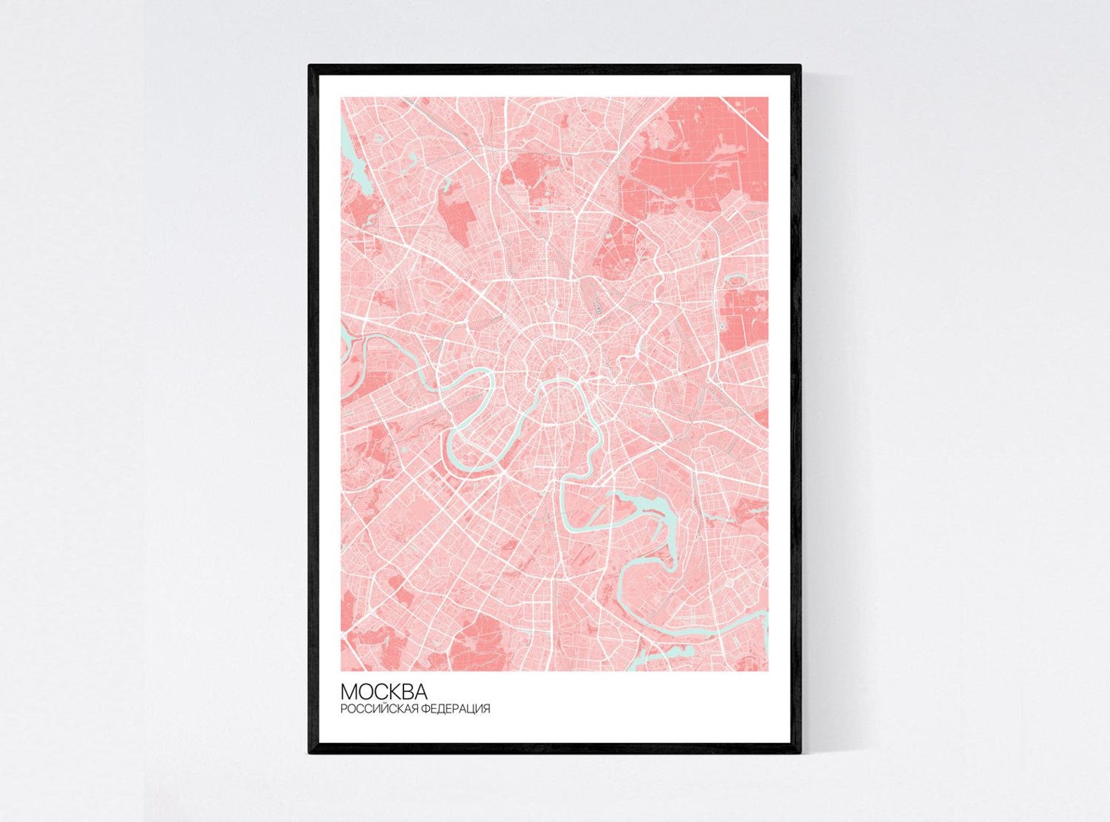 Moscow Map Print Many Colours Fast Delivery Scandi // - Etsy
