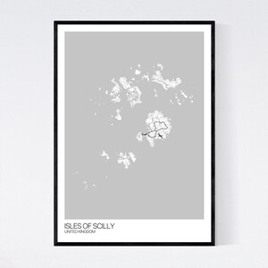Isles of Scilly Map Print - Many Colours - 350gsm Art Quality Paper ...