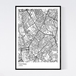 Tooting, London Map Art Print Many Colours 350gsm Art Quality Paper ...