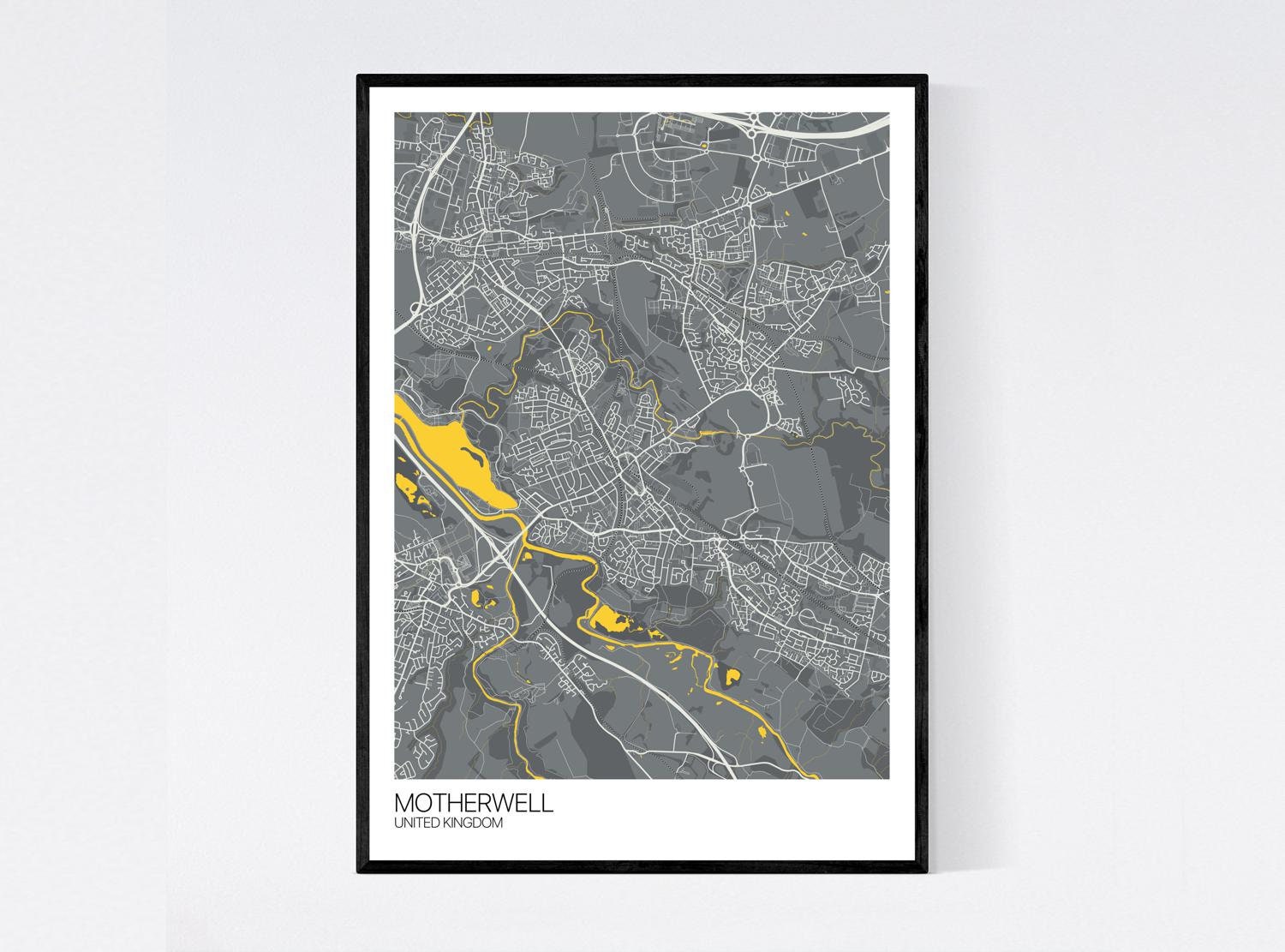 Motherwell Scotland City Map Art Print Many Styles 350gsm | Etsy