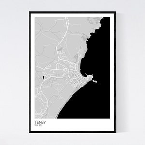 Tenby Wales Map Art Print Many Styles 350gsm Art Quality - Etsy