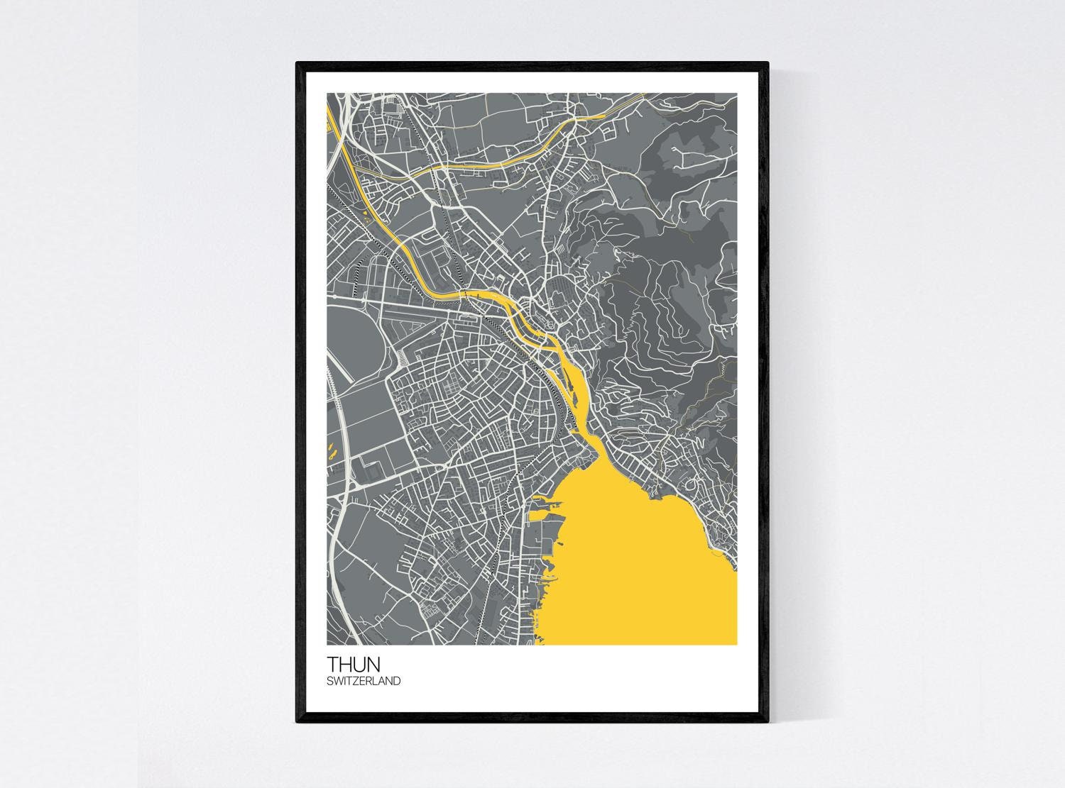 Winterthur Switzerland Map Art Print Many Colours 350gsm | Etsy