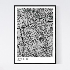 Notting Hill, London Map Art Print Many Colours 350gsm Art Quality ...