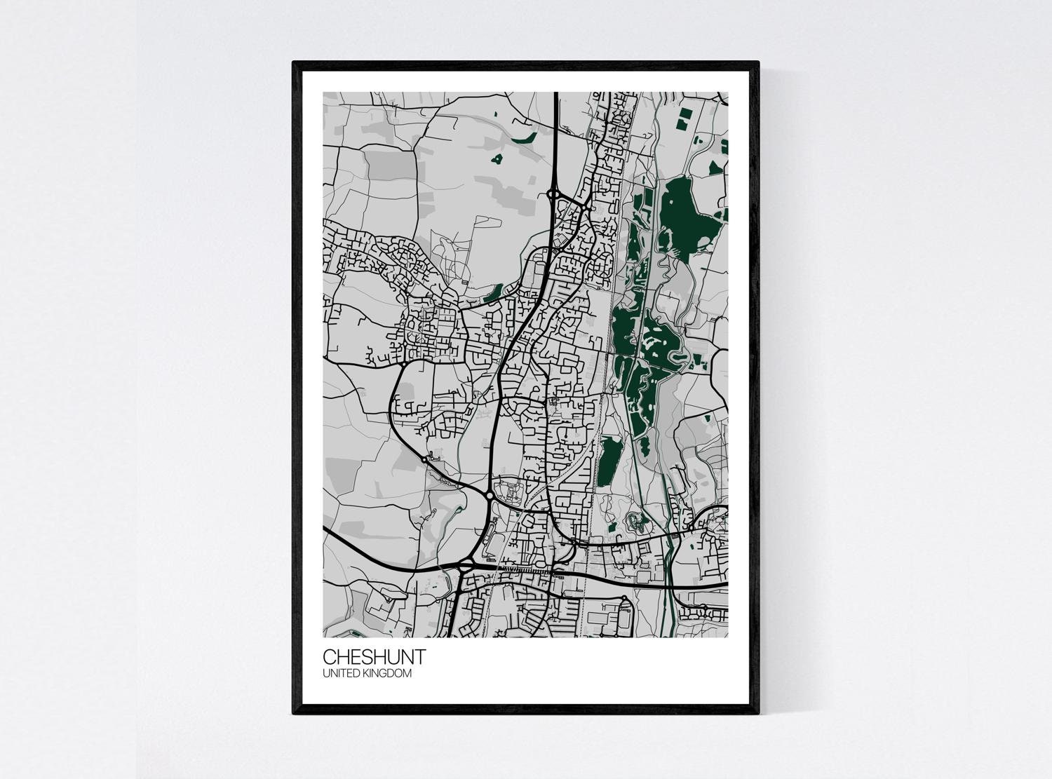Cheshunt United Kingdom Map Print Many Colours Fast | Etsy