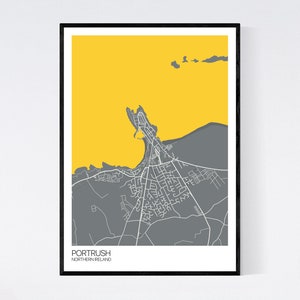 Portrush, Northern Ireland Map Art Print - Many Colours - 350gsm Art ...