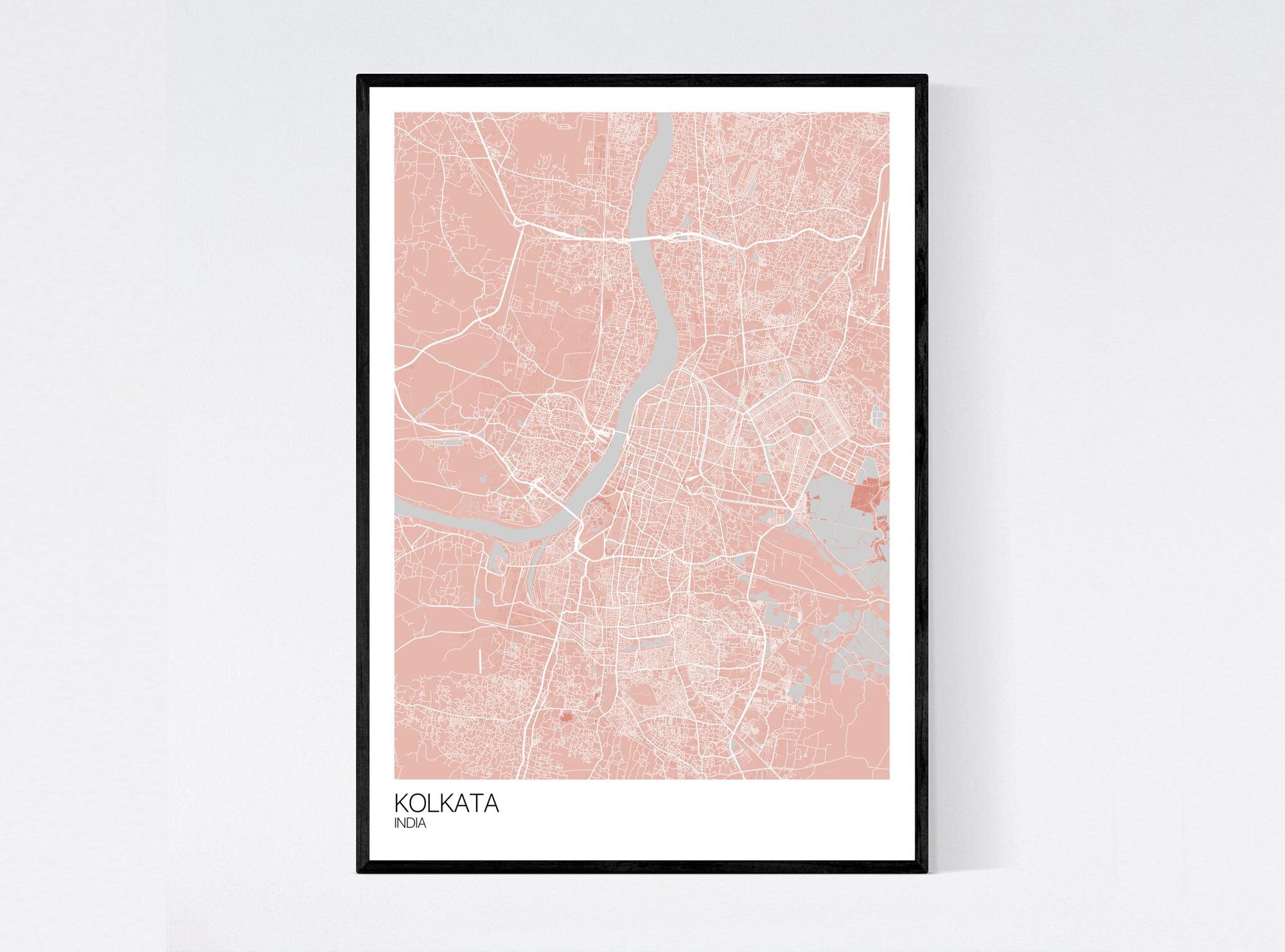 Kolkata India Map Art Print Many Styles Art Quality Paper - Etsy UK