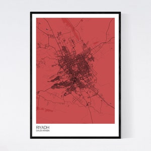 Riyadh, Saudi Arabia Map Art Print Many Styles Art Quality Paper Fast ...