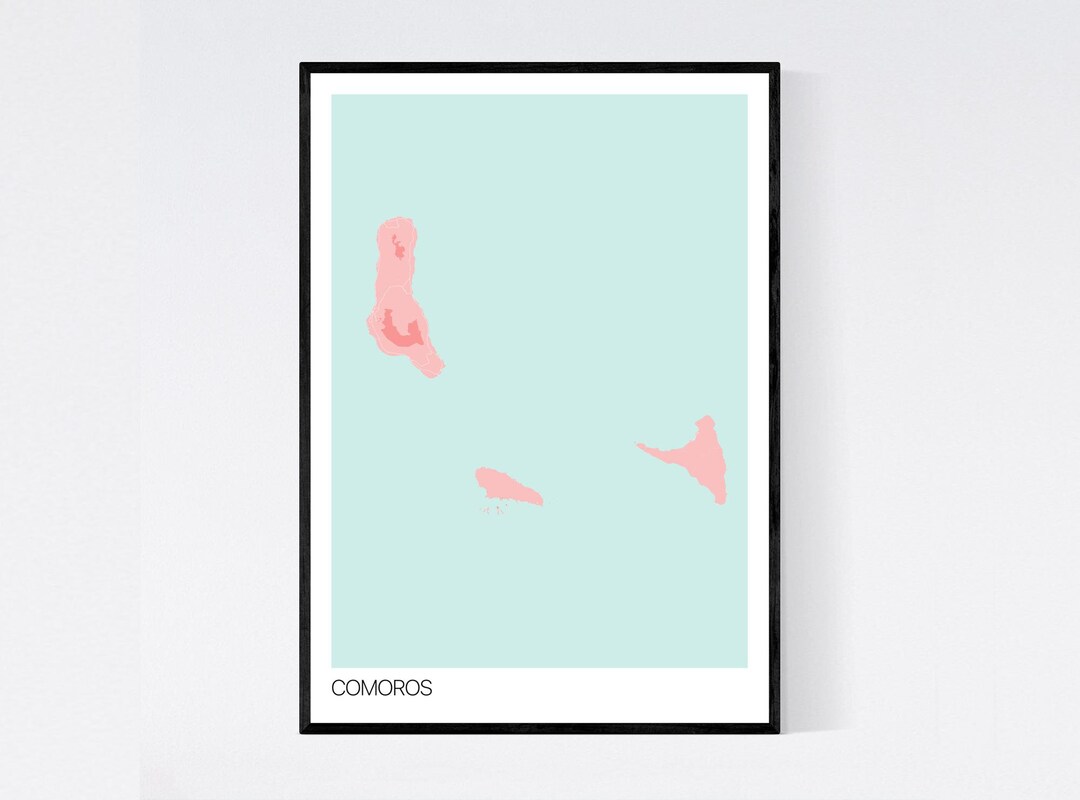 Comoros, Africa Map Art Print - Many Styles - Art Quality Paper - Fast ...