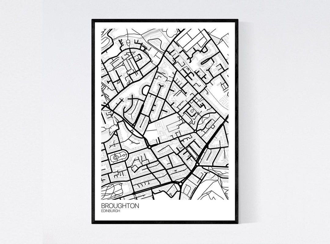 Broughton, Edinburgh City Map Art Print - Many Colours - 350gsm Art ...