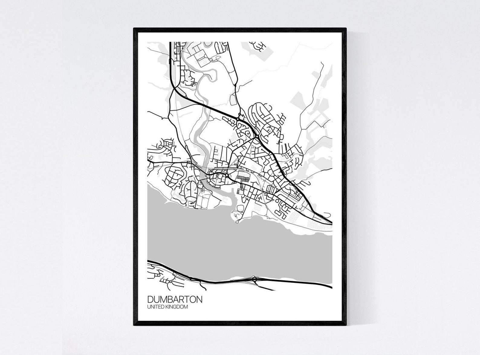 Dumbarton Scotland City Map Art Print Many Styles 350gsm - Etsy UK