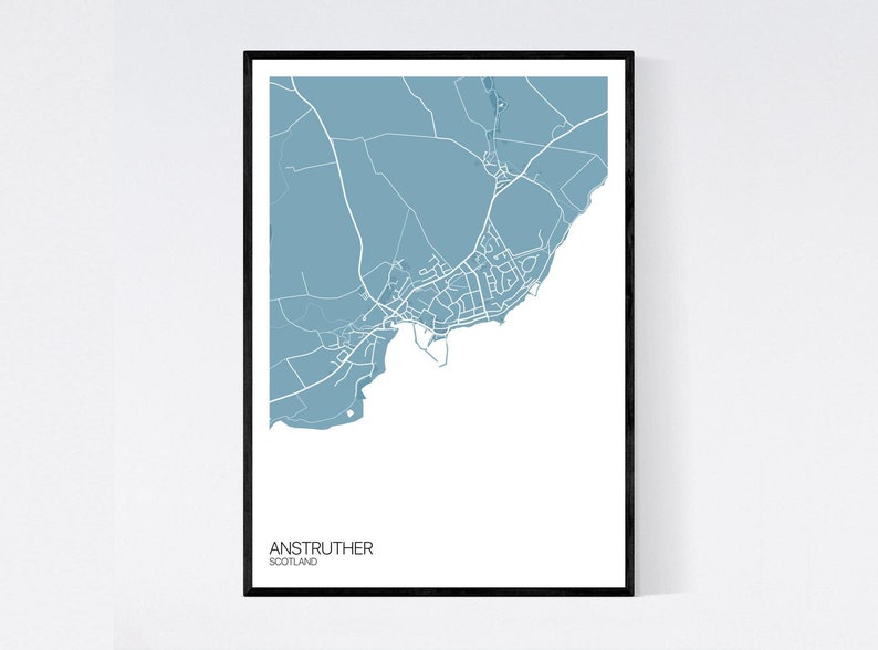 Anstruther Scotland Map Art Print Many Styles 350gsm Art - Etsy