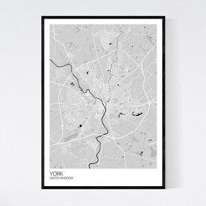 York, United Kingdom City Map Art Print Many Colours 350gsm Art Quality ...