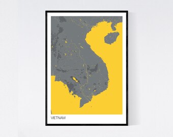 Vietnam Map Poster | Etsy