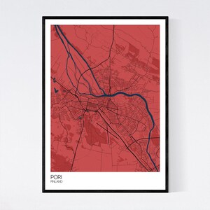 Pori, Finland Map Art Print Many Colours 350gsm Art Quality Paper Fast ...