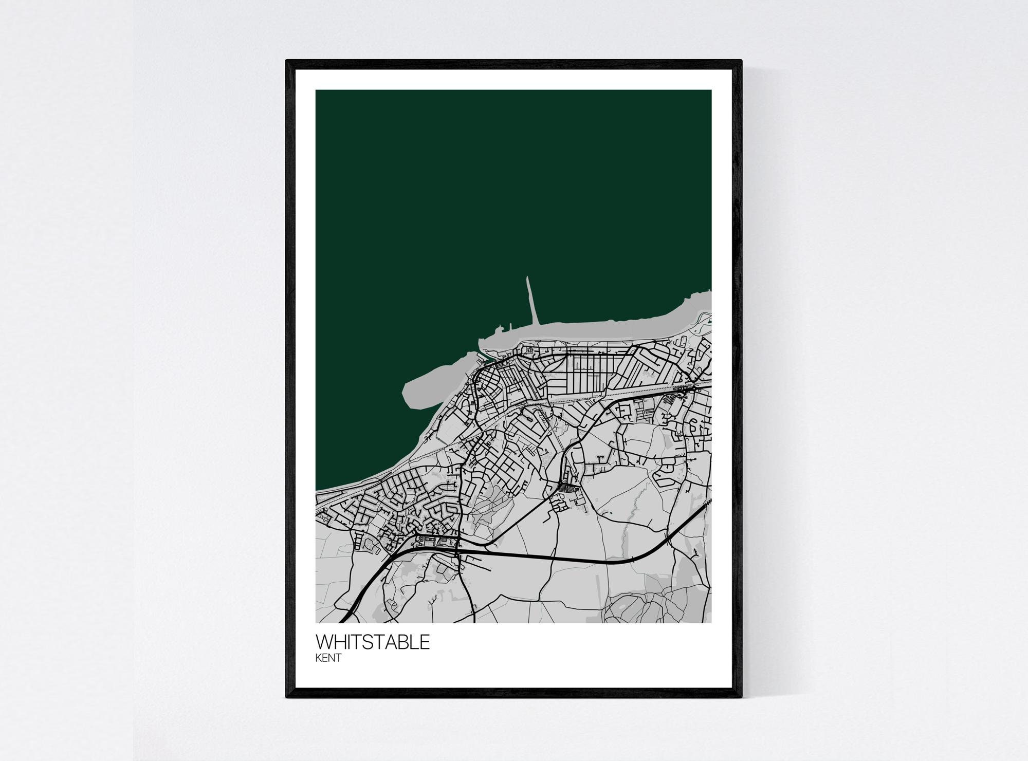 Whitstable Kent Map Art Print Many Colours 350gsm Art - Etsy UK