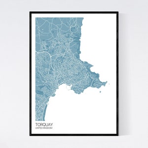 Torquay Town Map Art Print - Many Styles - 350gsm Art Quality Paper ...