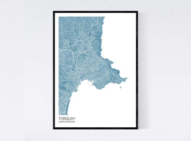 Torquay Town Map Art Print Many Styles 350gsm Art Quality | Etsy