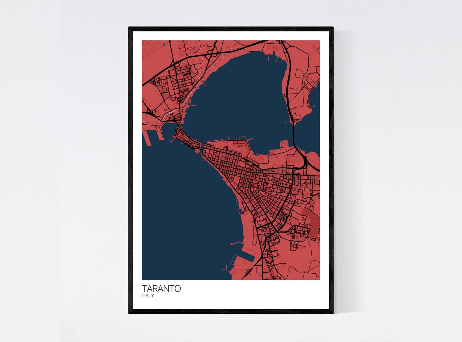 Taranto Italy Map Art Print Many Colours 350gsm Art | Etsy