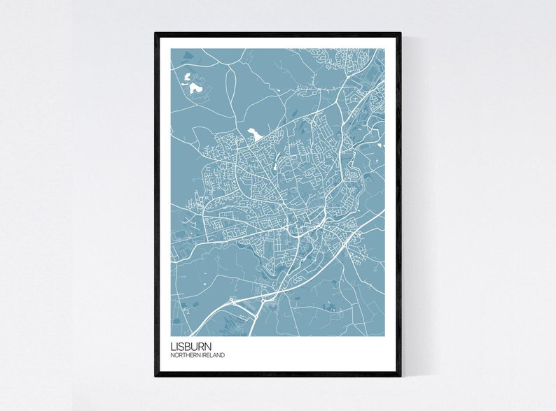 Lisburn City Map Art Print Many Styles 350gsm Art Quality - Etsy