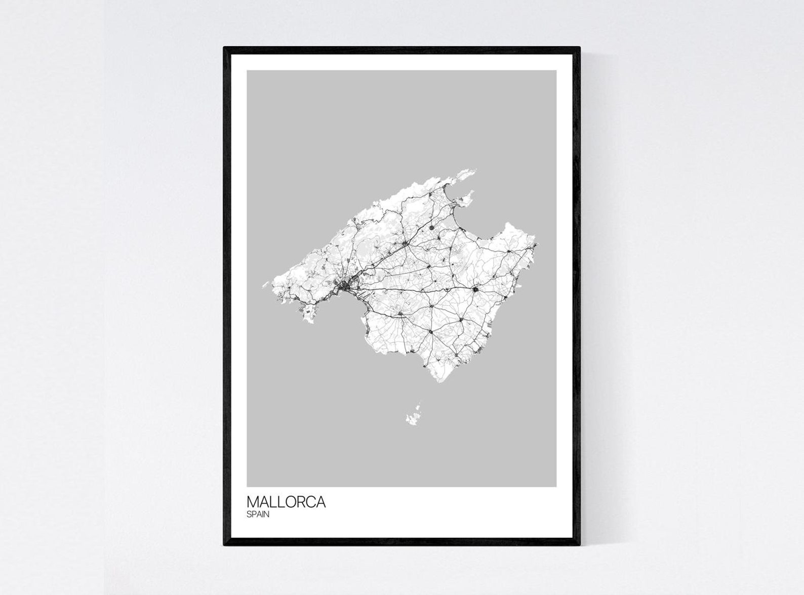 Mallorca Spain Island Map Art Print Many Colours 350gsm | Etsy UK