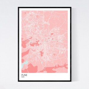 Pune, India Map Art Print Many Styles Art Quality Paper Fast Delivery ...