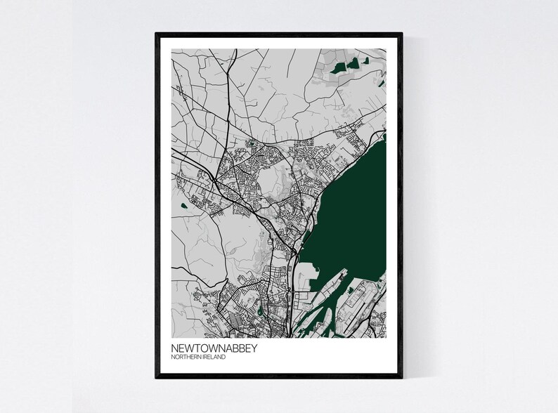 Newtownabbey NI City Map Art Print Many Styles 350gsm Art | Etsy