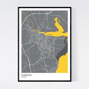 Dundalk City Map Art Print Many Styles 350gsm Art Quality Paper Fast ...