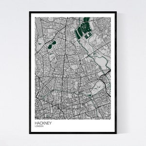 Hackney, London Map Art Print Many Colours 350gsm Art Quality Paper ...