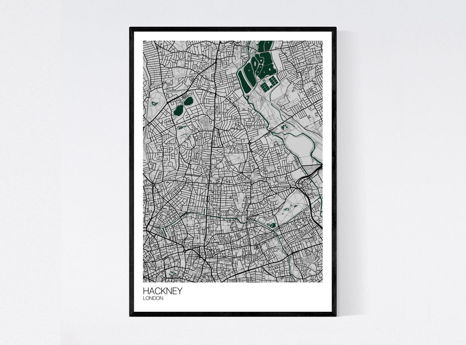 Hackney London Map Art Print Many Colours 350gsm Art | Etsy UK