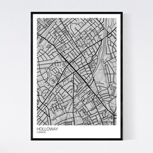 Holloway London Map Art Print Many Colours 350gsm Art - Etsy