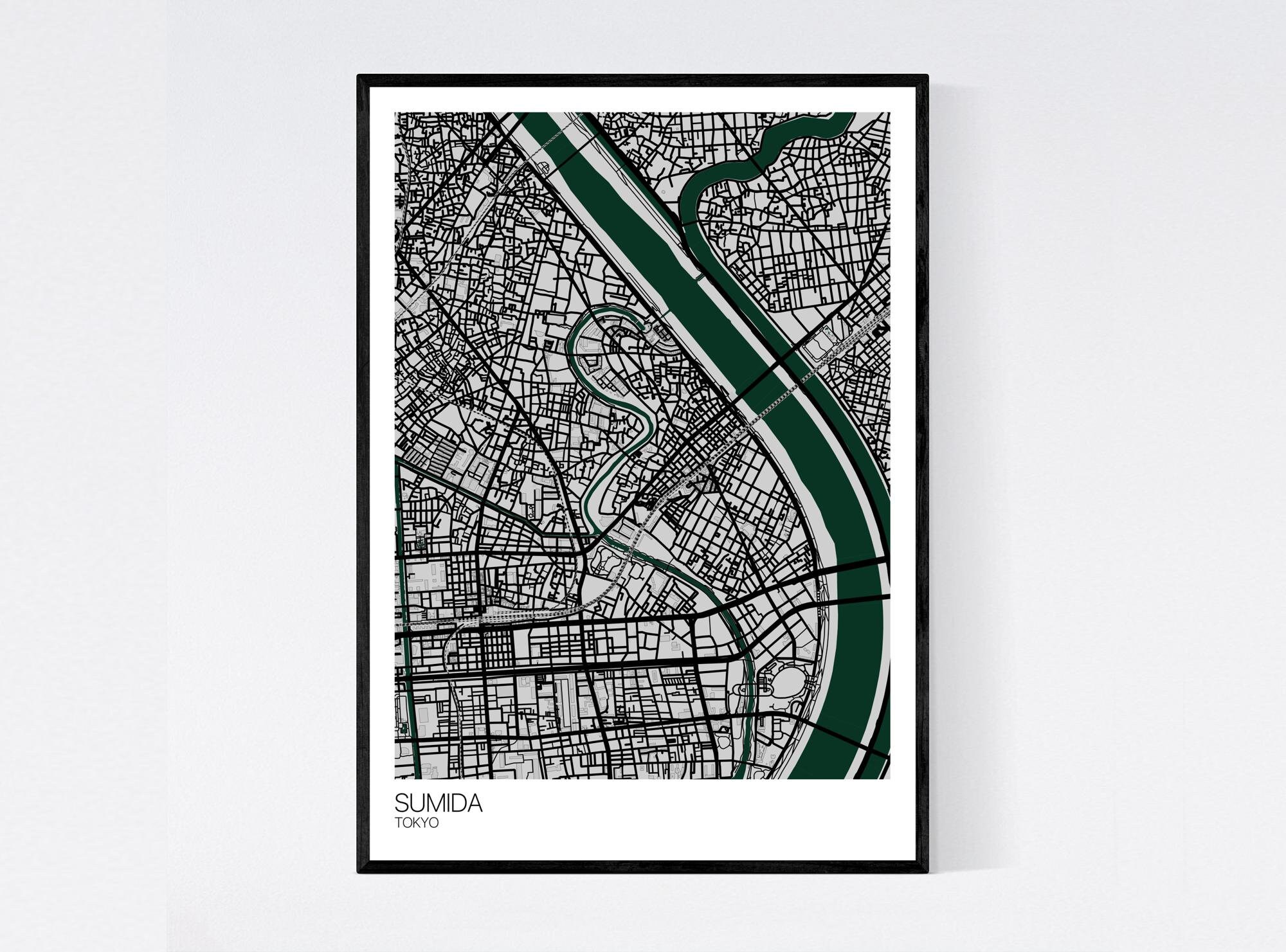 Sumida Tokyo Map Print Many Colours Fast Delivery | Etsy