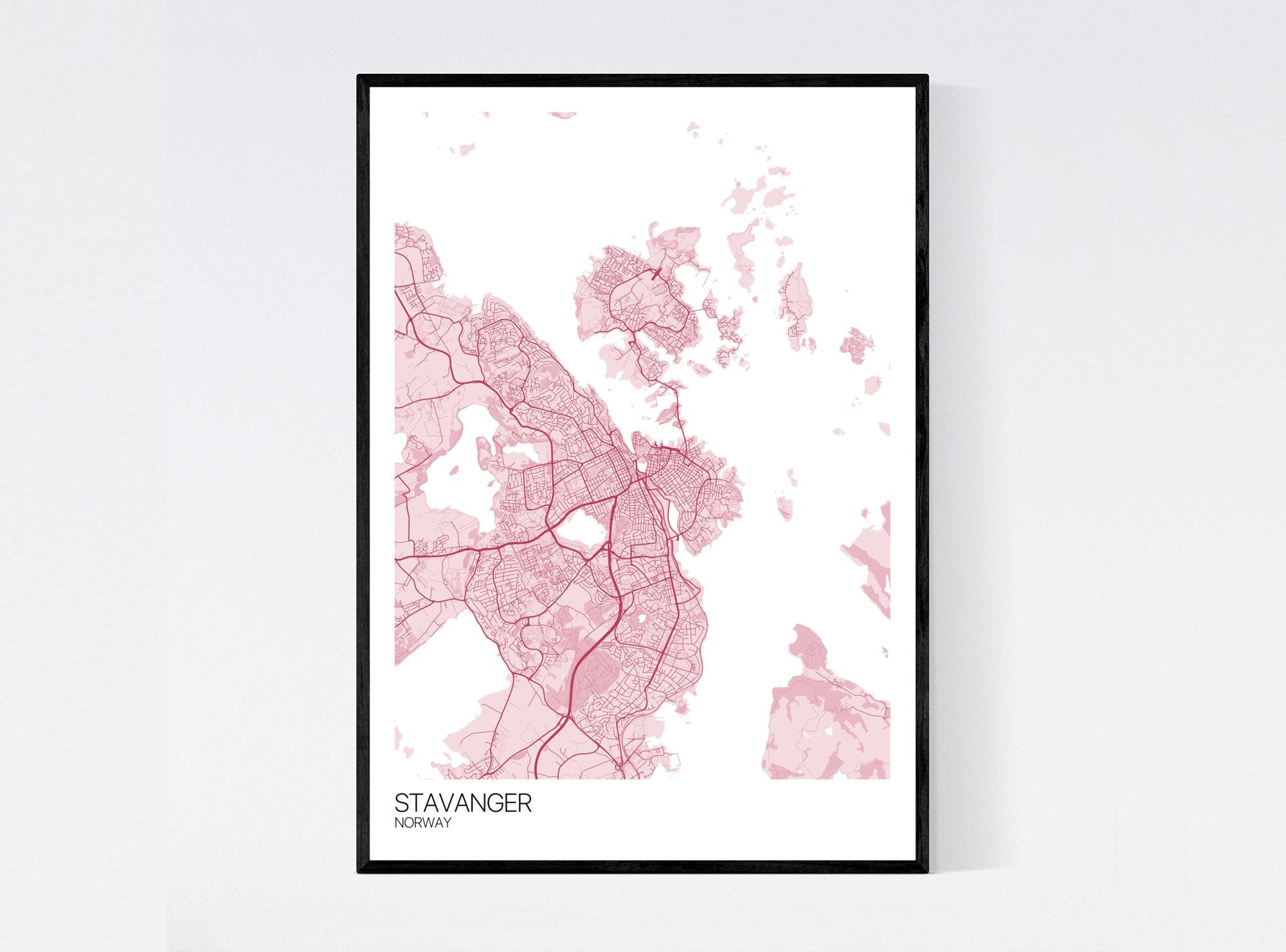 Stavanger Norway Map Art Print Many Colours 350gsm Art | Etsy