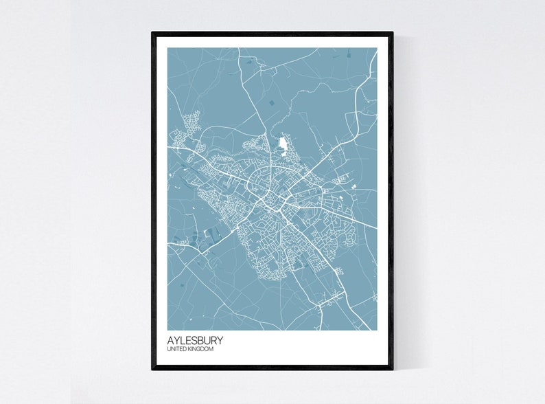 Aylesbury United Kingdom Map Print Many Colours Fast - Etsy