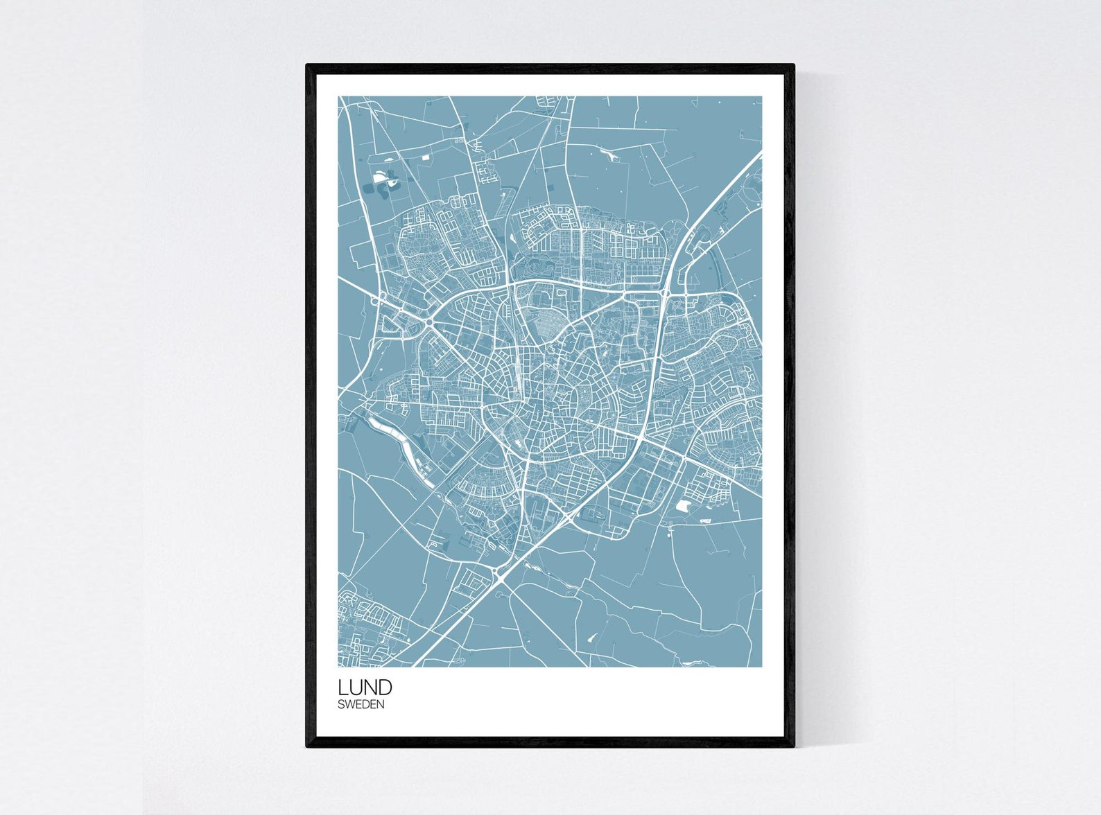 Lund Sweden Map Art Print Many Styles 350gsm Art Quality - Etsy