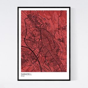 Sabadell Spain Map Art Print Many Colours Art Quality - Etsy
