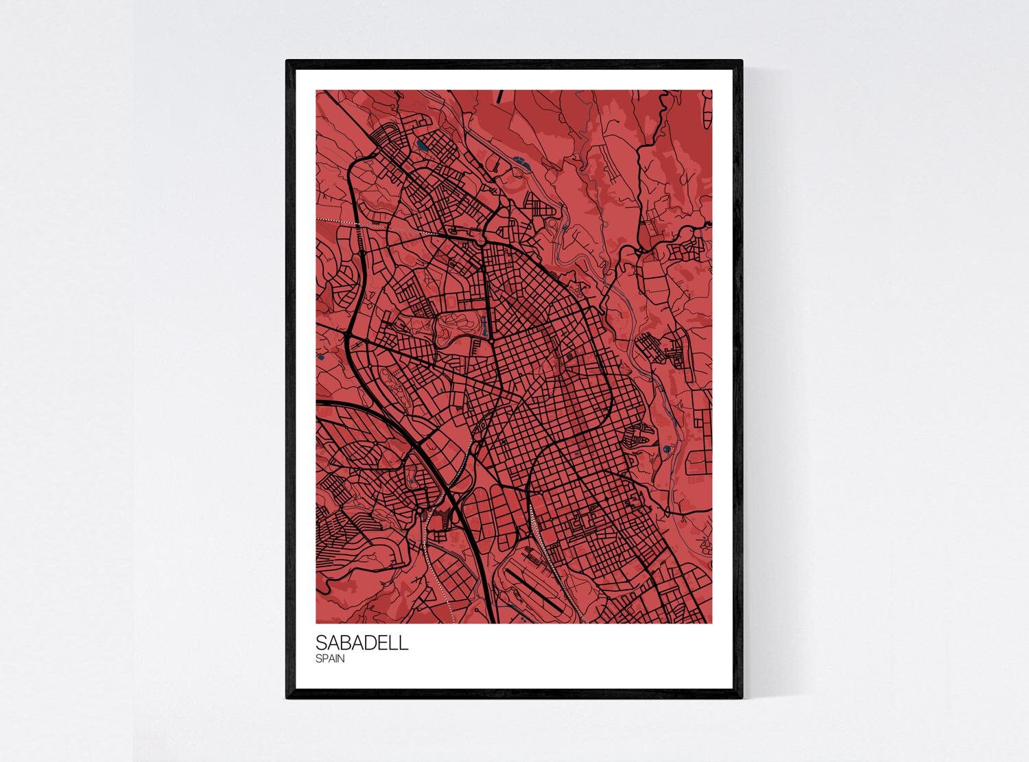 Sabadell Spain Map Art Print Many Colours Art Quality | Etsy