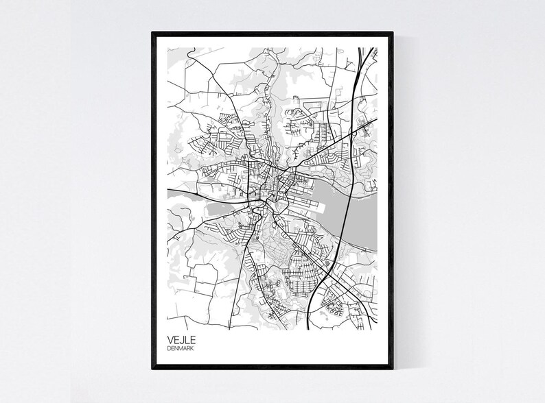 Vejle Denmark City Map Art Print Many Colours 350gsm Art | Etsy