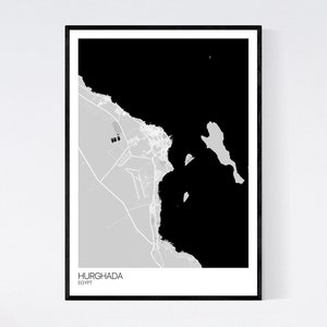 Hurghada, Egypt Map Art Print Many Styles Art Quality Paper Fast ...