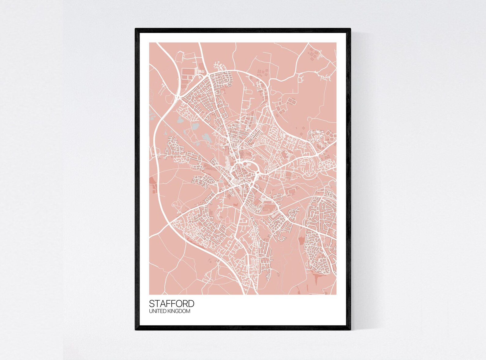 Stafford Town Map Art Print Many Styles 350gsm Art Quality | Etsy