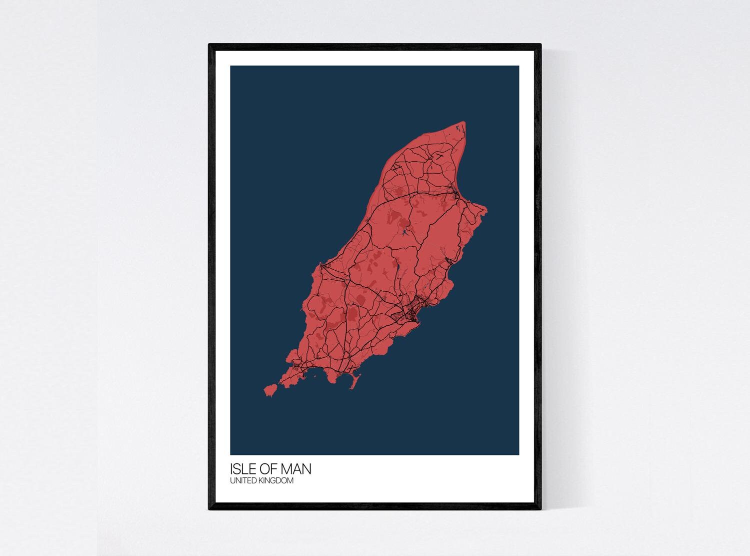 Isle of Man Map Print Many Colours 350gsm Art Quality | Etsy