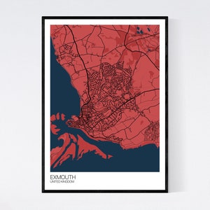 Exmouth United Kingdom Map Art Print Many Colours 350gsm - Etsy