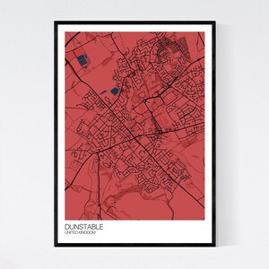 Dunstable, United Kingdom Map Print Many Colours Fast Delivery // Retro ...