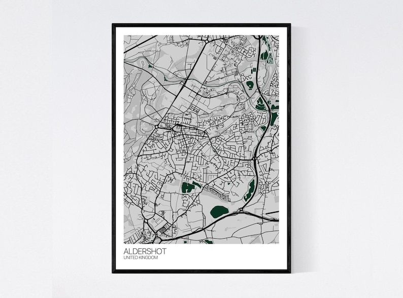 Aldershot UK Map Print Many Colours Printed on Art | Etsy
