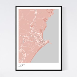 Tenby, Wales Map Art Print Many Styles 350gsm Art Quality Paper Fast ...