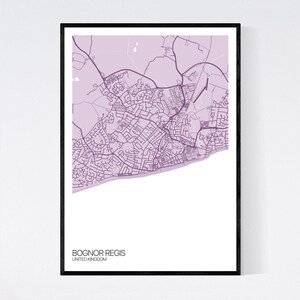 Bognor Regis, United Kingdom Map Print Many Colours Fast Delivery ...