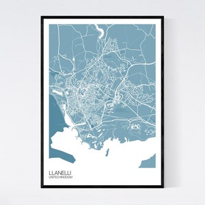 Llanelli Wales City Map Art Print Many Styles 350gsm Art - Etsy
