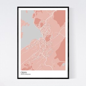 Oban, Scotland City Map Art Print Many Styles 350gsm Art Quality Paper ...