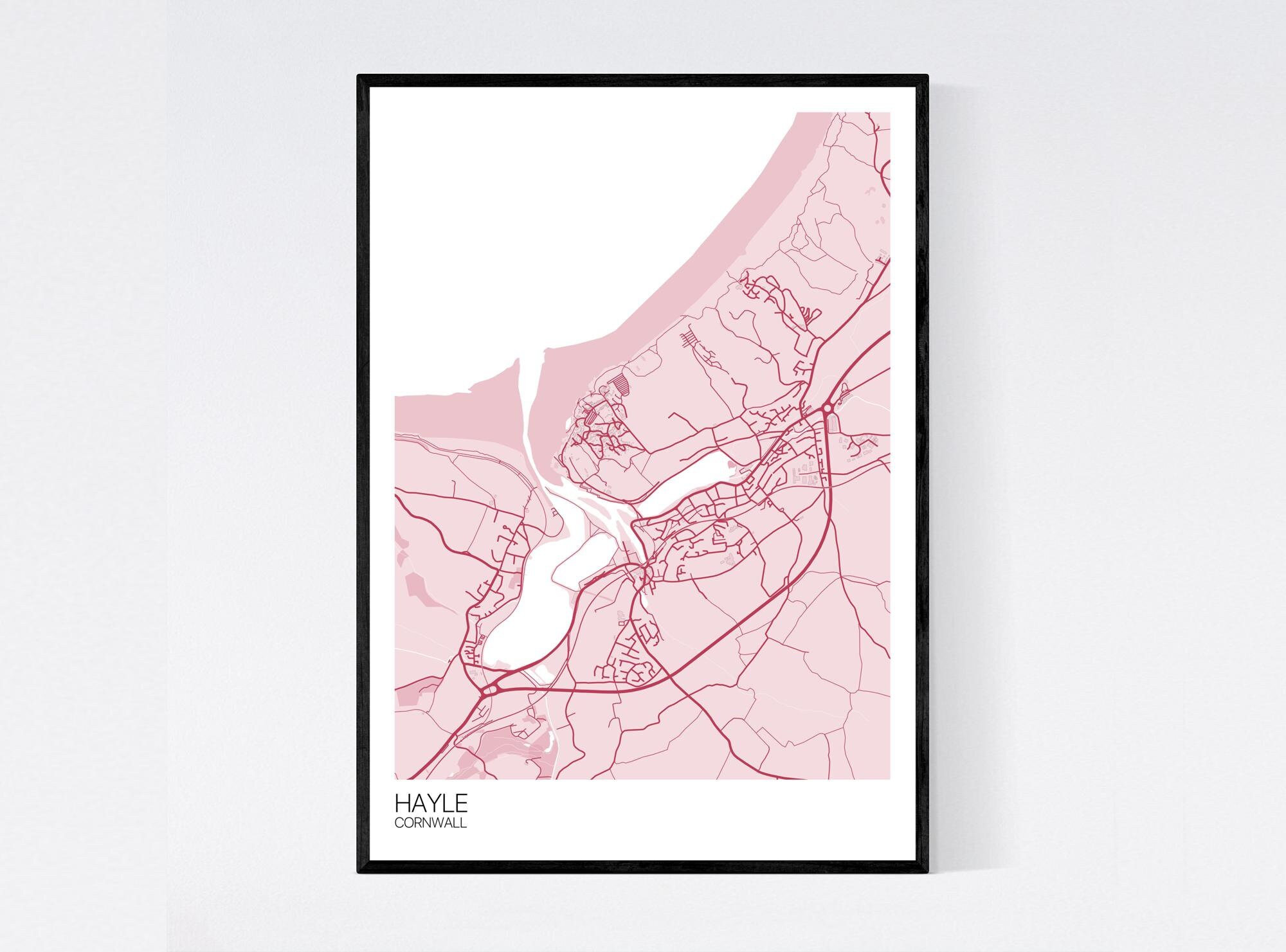 Hayle Cornwall Map Art Print Many Styles 350gsm Art - Etsy UK