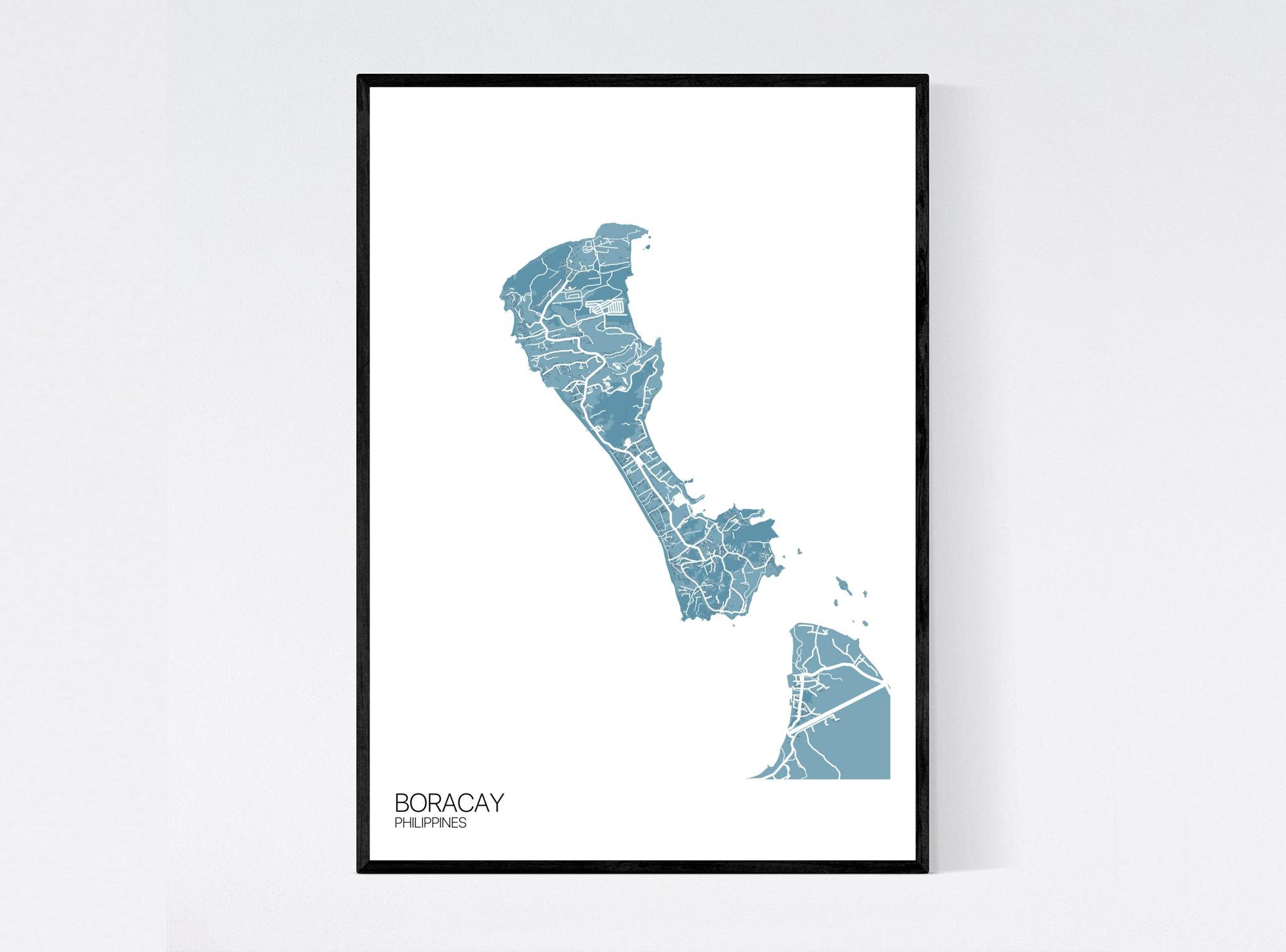 Boracay Philippines Map Art Print Many Styles Art Quality | Etsy UK